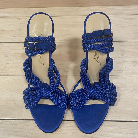 Shoes | Michaela V Braided Strappy High Heels Blue 39 Eu | Poshmark